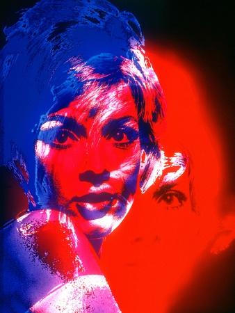 '1970s POSTERIZED DOUBLE EXPOSURE WOMAN FACE TWO DIFFERENT POSES SAME ...