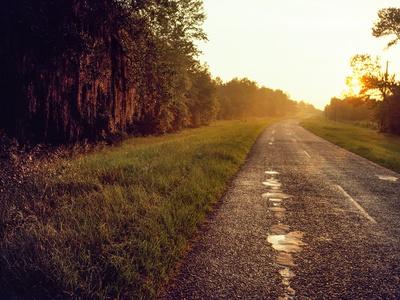 'Photograph at Dusk of a Country Road after a Rain, Route 90 near ...
