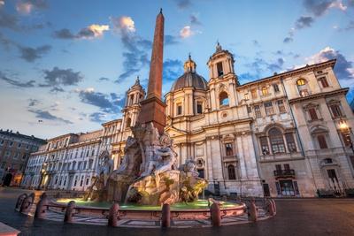 'Piazza Navona at the Obelisk and Sant'Agnese in Rome, Italy at ...