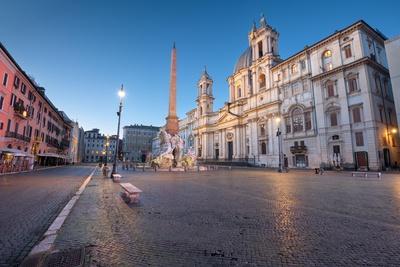 'Piazza Navona at the Obelisk and Sant'Agnese in Rome, Italy at ...