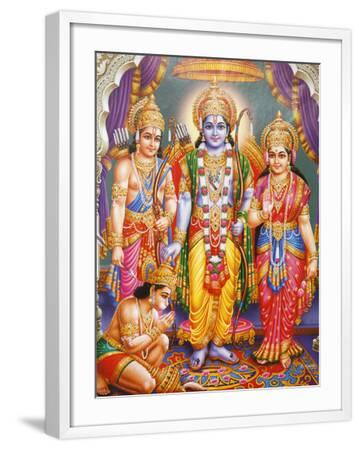 'Picture of Hindu Gods Laksman, Rama, Sita and Hanuman, India, Asia ...