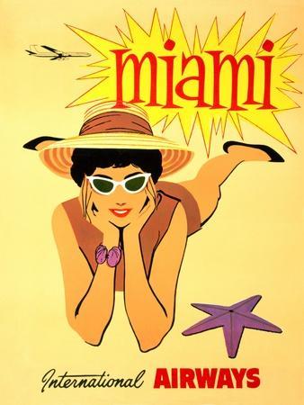 'Miami Vintage Tropical Travel Poster' Prints - piddix | AllPosters.com