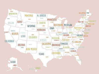 'Pink USA Map' Art - Kindred Sol Collective | AllPosters.com