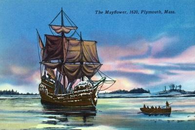 'Plymouth, Massachusetts - The Mayflower Landing in 1620 Scene' Poster ...