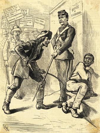 Police and Overseer Character with Whip against Black Man Giclee Print ...