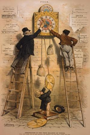 'Political Cartoon Advocating Arbitration in Labor Disputes, 1880s' Art ...