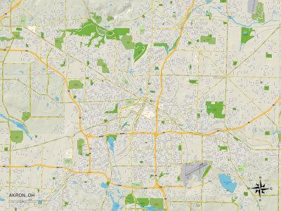 'Political Map of Akron, OH' Prints | AllPosters.com