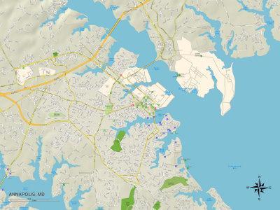 'Political Map of Annapolis, MD' Prints | AllPosters.com