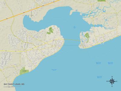 'Political Map of Bay Saint Louis, MS' Prints | AllPosters.com