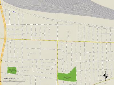 'Political Map of Berkeley, IL' Posters | AllPosters.com