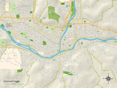 'Political Map of Binghamton, NY' Print | AllPosters.com