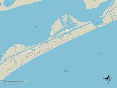 'Political Map of Bolivar Peninsula, TX' Prints | AllPosters.com