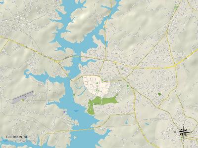 'Political Map of Clemson, SC' Prints | AllPosters.com