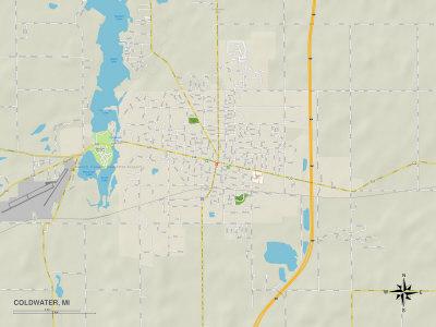 'Political Map of Coldwater, MI' Posters | AllPosters.com