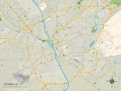 'Political Map of Columbia, SC' Posters | AllPosters.com