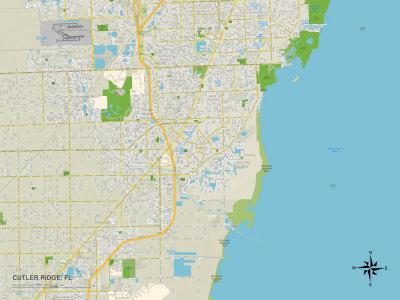 'Political Map of Cutler Ridge, FL' Art | AllPosters.com