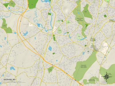 'Political Map of Dedham, MA' Prints | AllPosters.com