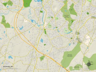 'Political Map of Dedham, MA' Prints | AllPosters.com
