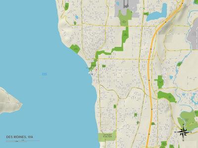 'Political Map of Des Moines, WA' Posters | AllPosters.com