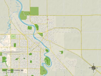 'Political Map of East Grand Forks, MN' Poster | AllPosters.com