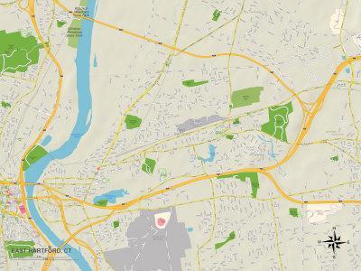 'Political Map of East Hartford, CT' Print | AllPosters.com