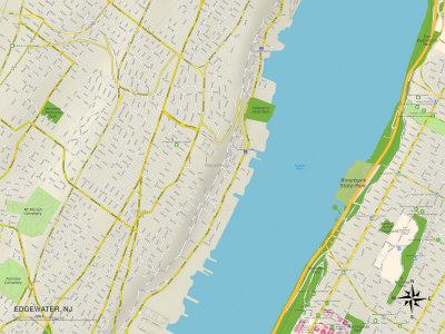 'Political Map of Edgewater, NJ' Prints | AllPosters.com