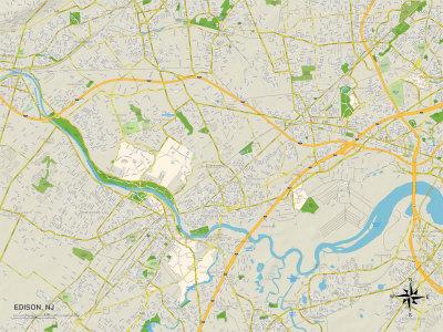'Political Map of Edison, NJ' Print | AllPosters.com