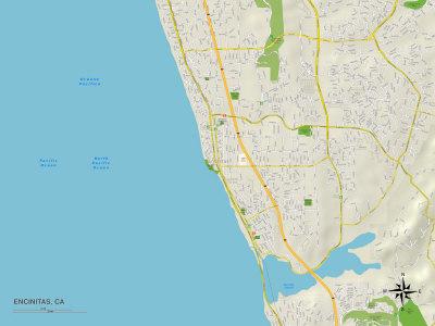 'Political Map of Encinitas, CA' Posters | AllPosters.com