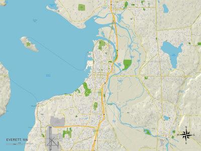 'Political Map of Everett, WA' Prints | AllPosters.com