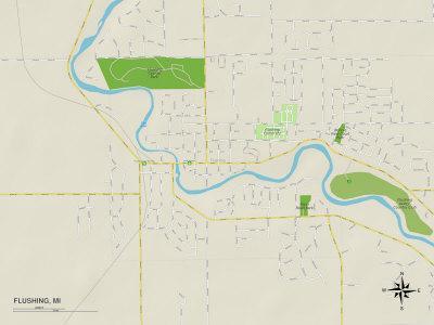 'Political Map of Flushing, MI' Prints | AllPosters.com