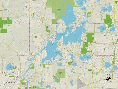 'Political Map of Fox Lake, IL' Prints | AllPosters.com