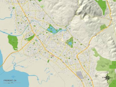 'Political Map of Fremont, CA' Art | AllPosters.com