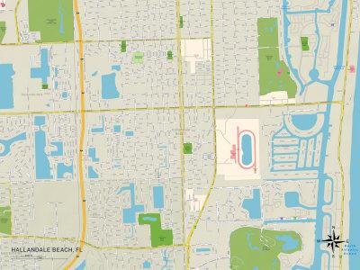'Political Map of Hallandale Beach, FL' Art | AllPosters.com