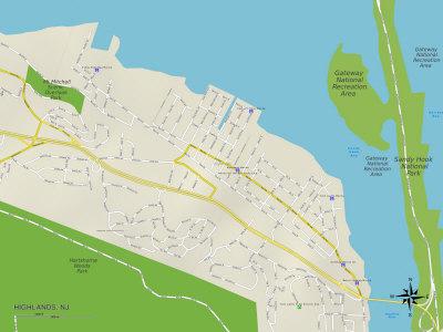 'Political Map of Highlands, NJ' Posters | AllPosters.com