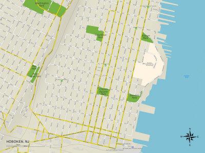 'Political Map of Hoboken, NJ' Prints | AllPosters.com