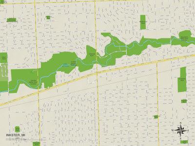 'Political Map of Inkster, MI' Posters | AllPosters.com