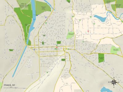 'Political Map of Ithaca, NY' Prints | AllPosters.com