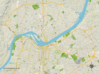 'Political Map of Jeffersonville, IN' Prints | AllPosters.com