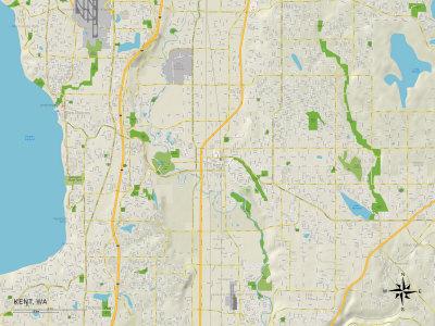 'Political Map of Kent, WA' Posters | AllPosters.com