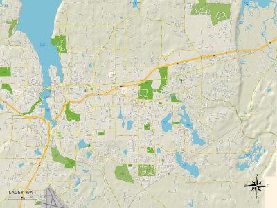 'Political Map of Lacey, WA' Prints | AllPosters.com