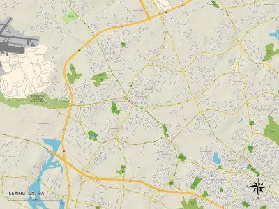 'Political Map of Lexington, MA' Prints | AllPosters.com