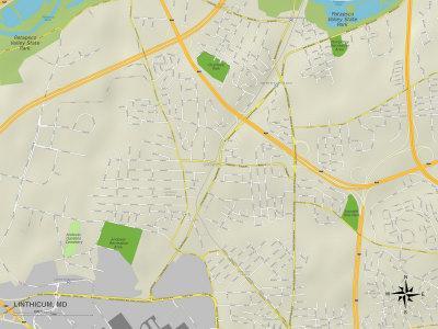 'Political Map of Linthicum, MD' Prints | AllPosters.com