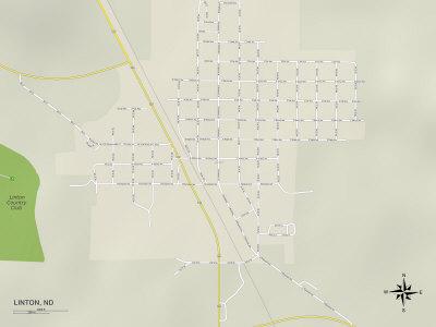 'Political Map of Linton, ND' Posters | AllPosters.com