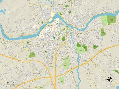 'Political Map of Lowell, MA' Art | AllPosters.com