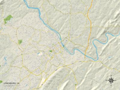 'Political Map of Lynchburg, VA' Posters | AllPosters.com