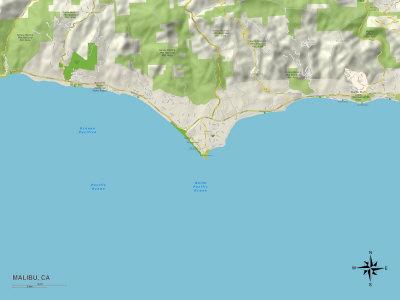 'Political Map of Malibu, CA' Posters | AllPosters.com