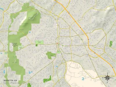 'Political Map of Marietta, GA' Art | AllPosters.com