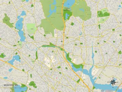 'Political Map of Medford, MA' Posters | AllPosters.com
