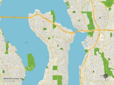 'Political Map of Mercer Island, WA' Posters | AllPosters.com