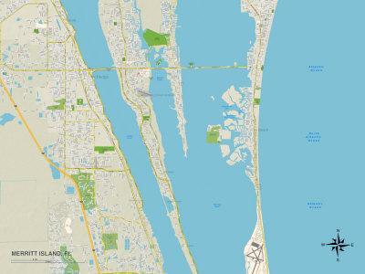 'Political Map of Merritt Island, FL' Posters | AllPosters.com